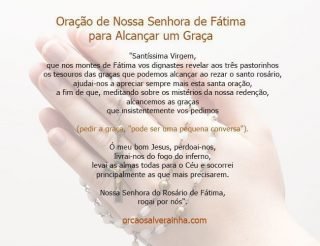 Oração de Nossa Senhora de Fátima para Alcançar uma Graça